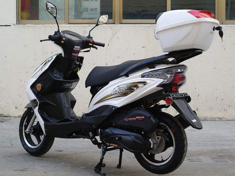 200cc Gas Moped Scooter Super 200 White, Automatic CVT Big Power Engine ...